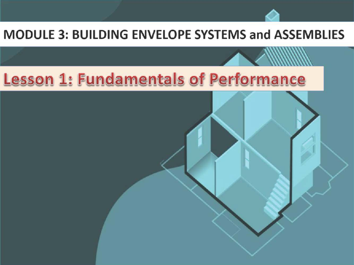 Lesson 1: Building Envelope Systems in Performance Analysis - Studocu