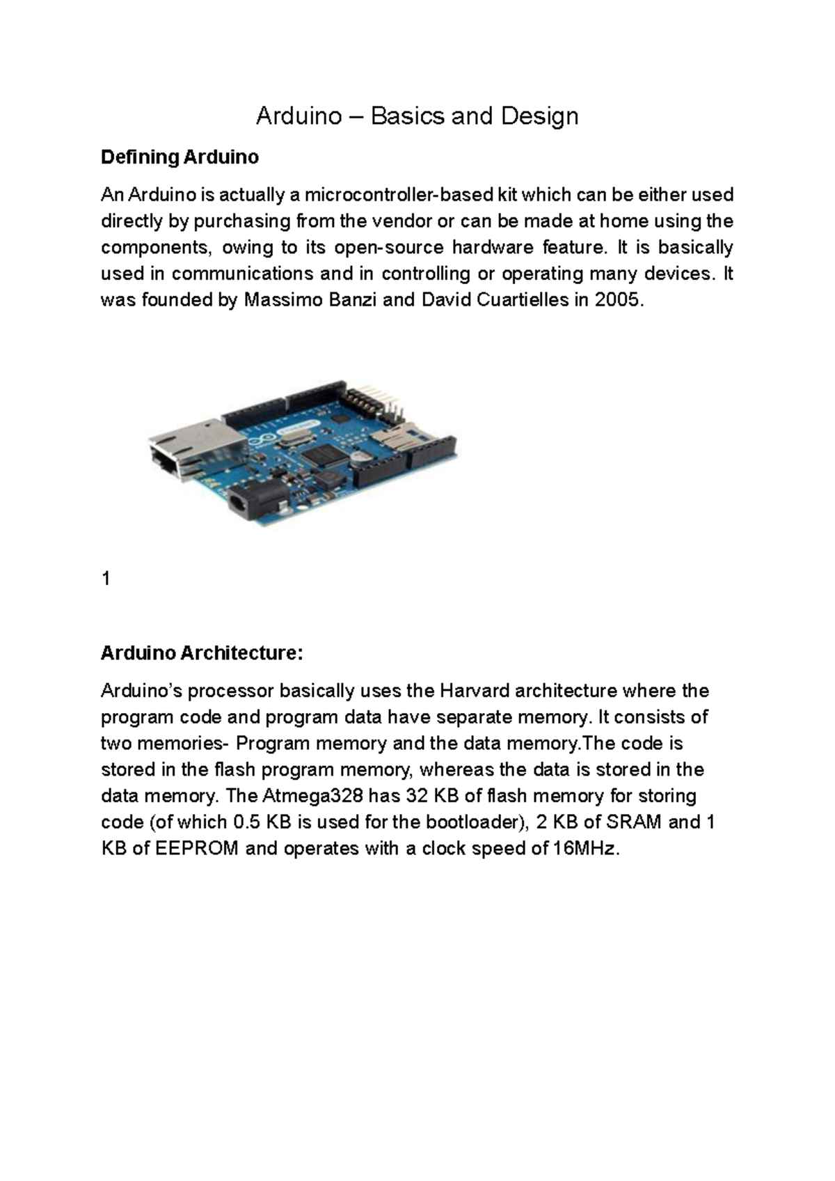 Introduction to Arduino Basics and Design (Course Code: Arduino 101 ...