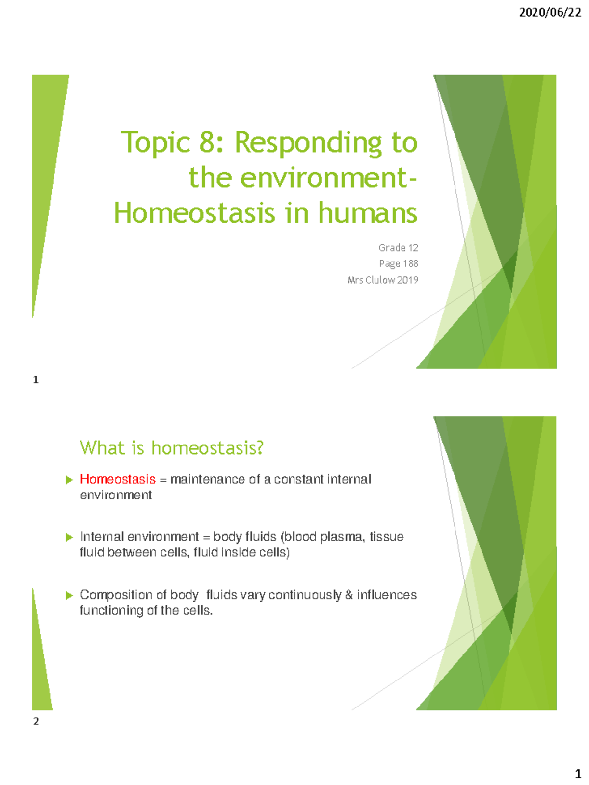 Gr12 Homeostasis in Humans: Environmental Responses and Regulations ...