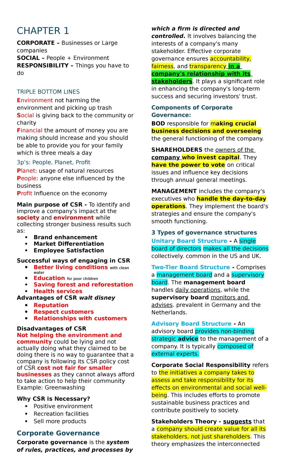 211 - Governance and Corporate Governance Reviewer Notes - Studocu
