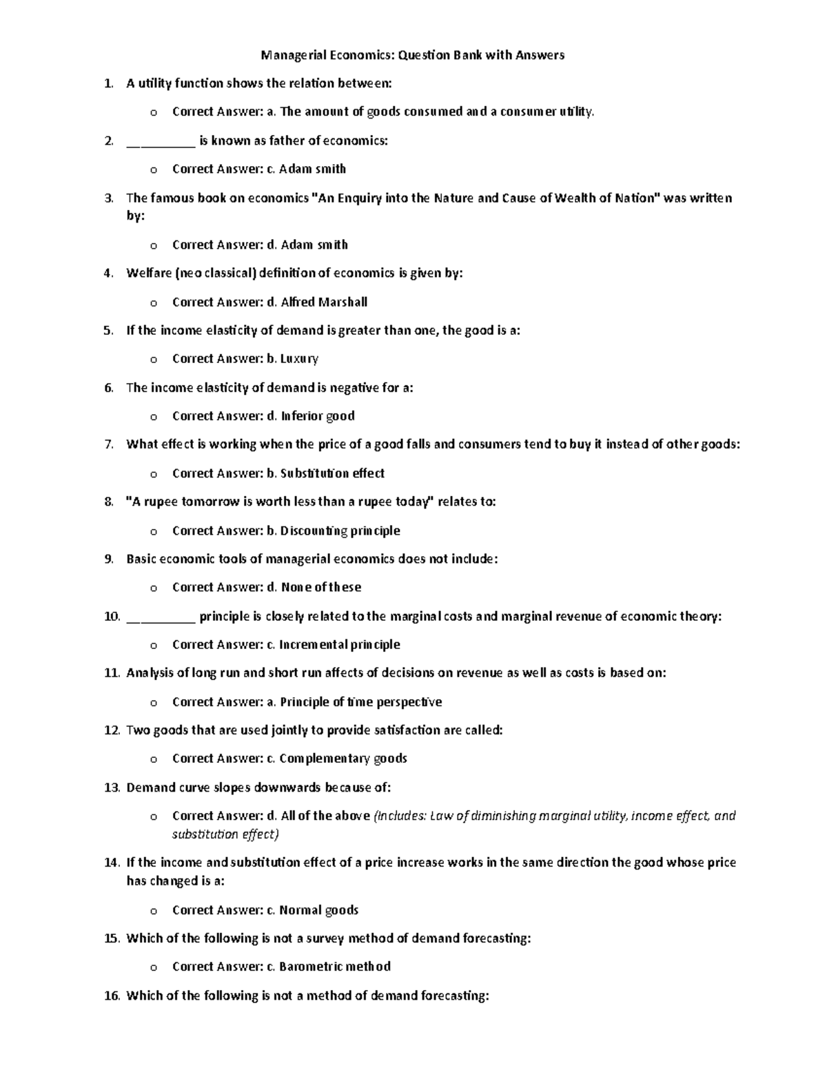 Managerial Economics: Quiz on Banking Concepts with Answers - Studocu