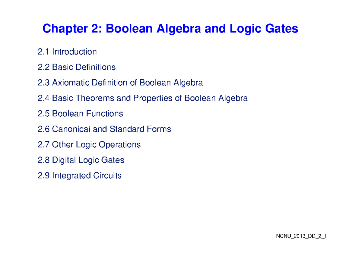 UNIT-2 - Digital Logic Design - Chapter 2: Boolean Algebra and Logic ...