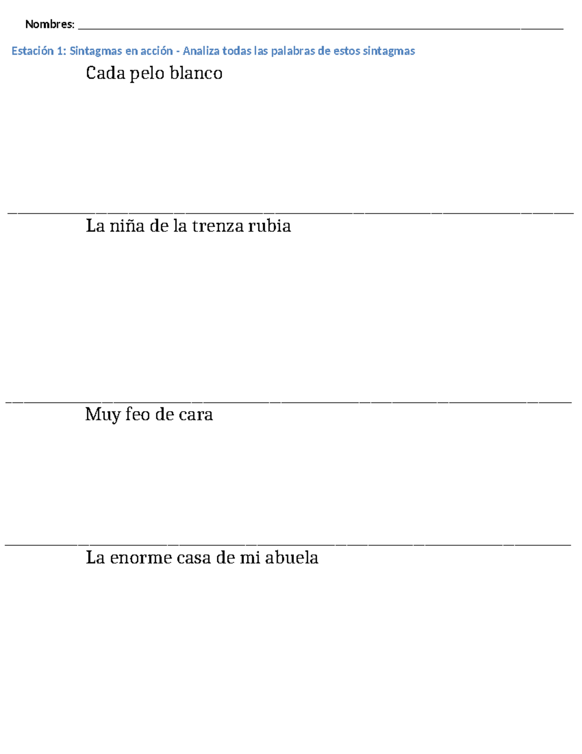 Estaciones de Aprendizaje: Lengua 2ESO - Nombres y Verbos - Studocu