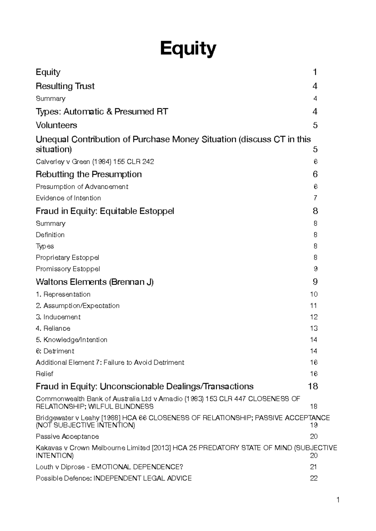 Equity Exam Notes (2019-2020) - Key Concepts and Case Summaries - Studocu