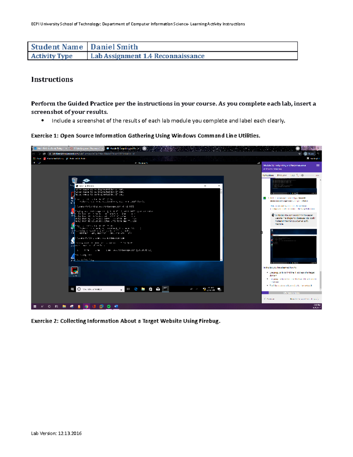 Lab Assignment 1.4: Reconnaissance Practices and Summary - Studocu