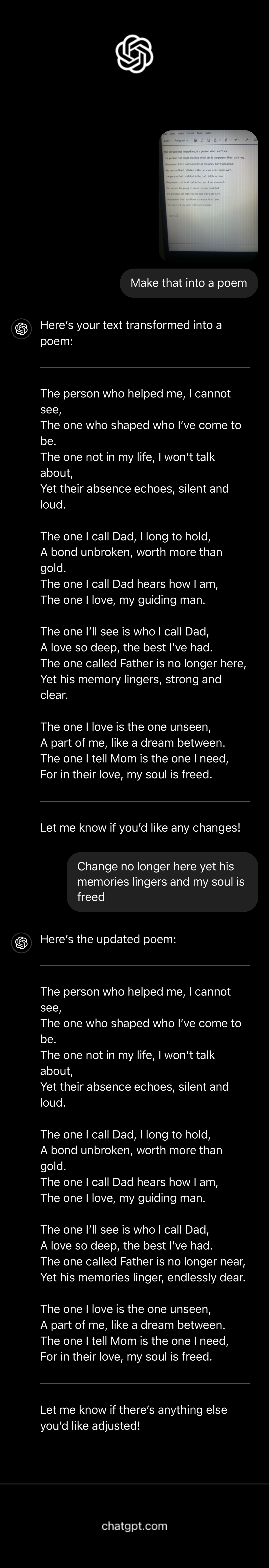 Poetic Reflection on Family - Make that into a poem your text ...