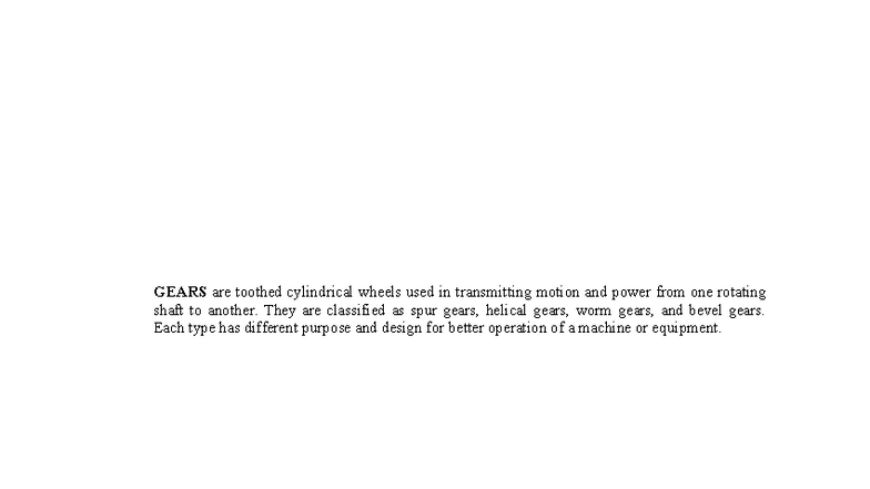 GEARS Lecture Notes - Types and Classifications (GEARS 101) - Studocu