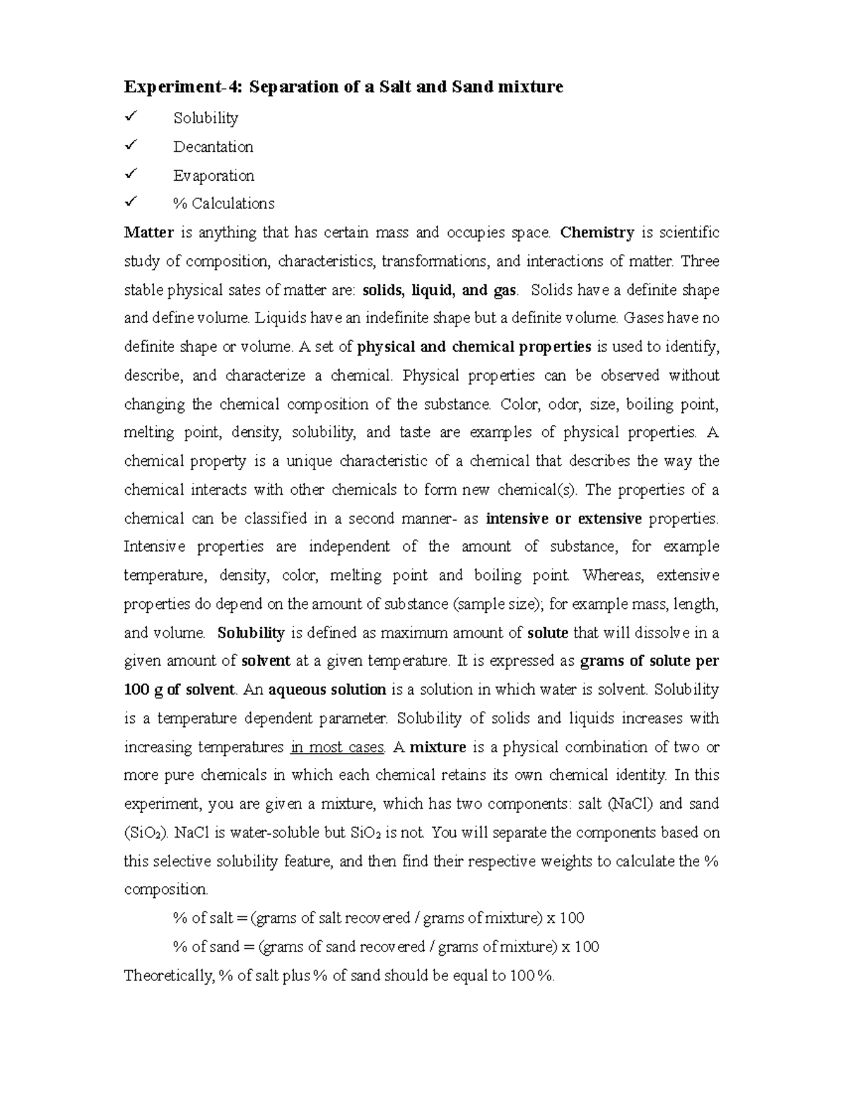Separation of a Salt and Sand mixture - Chemistry is scientific study ...
