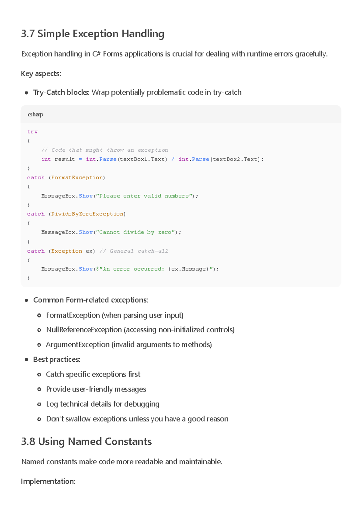 C# Windows Forms Concepts: Exception Handling & Debugging Techniques - Studocu