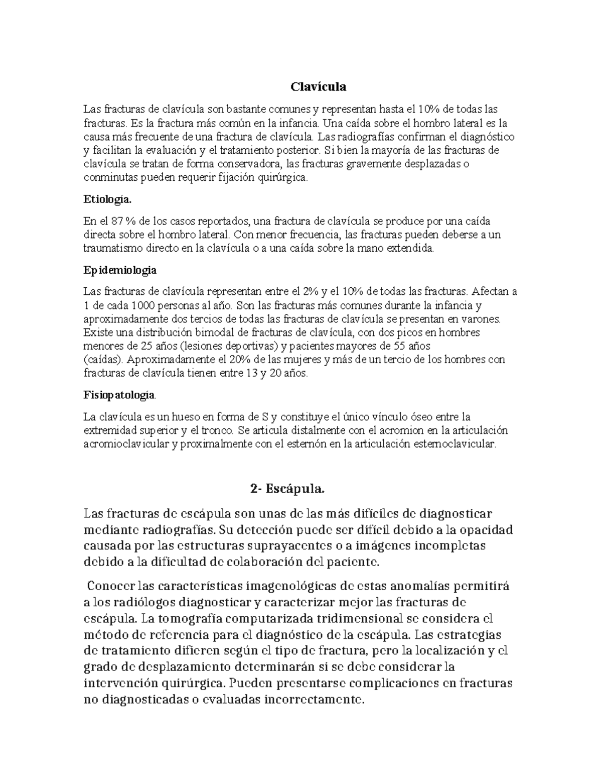 Fracturas de Clavícula: Epidemiología y Tratamiento Conservador - Studocu