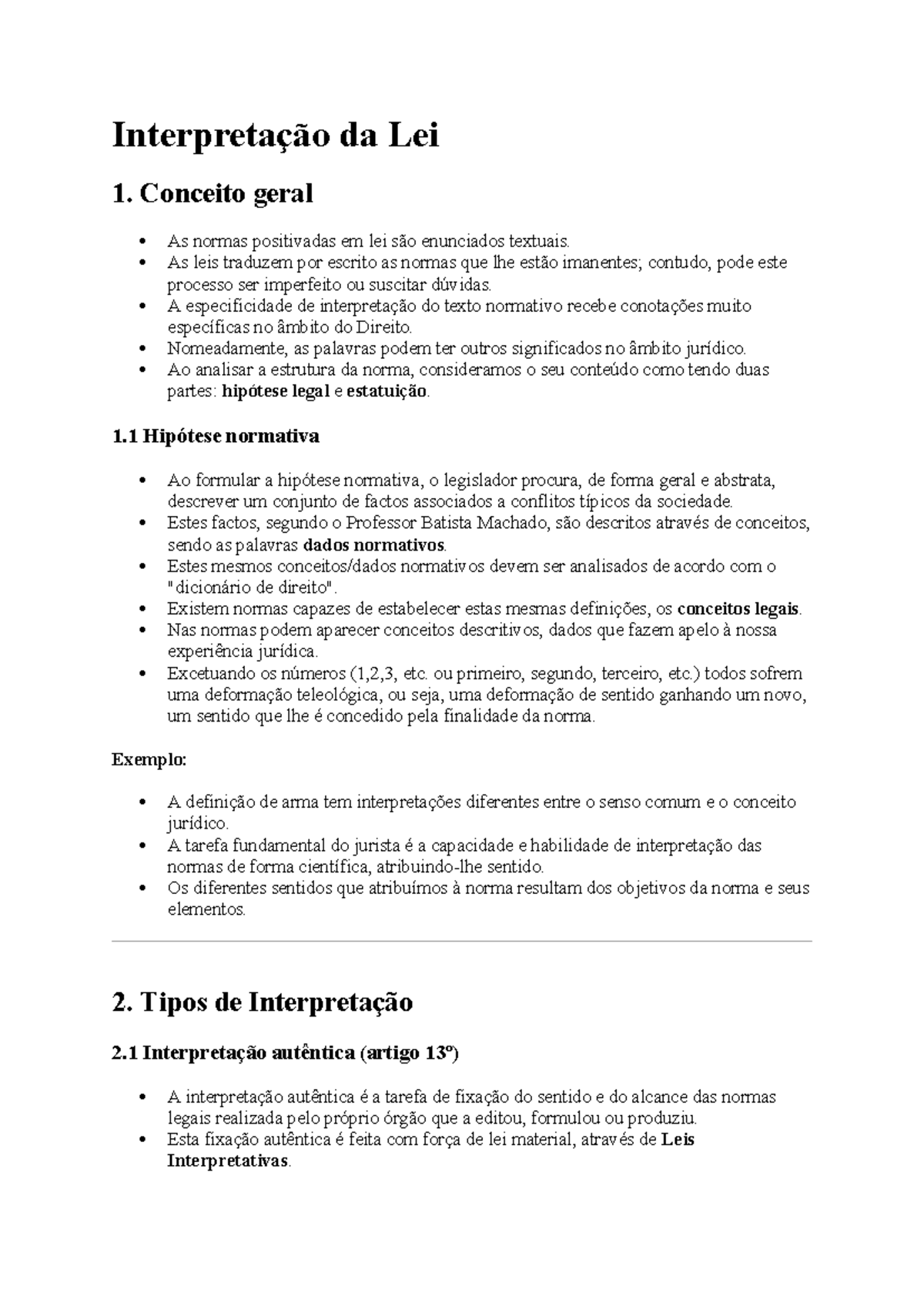 Interpretação da Lei: Conceitos e Tipos - Estudo para Direito 101 - Studocu