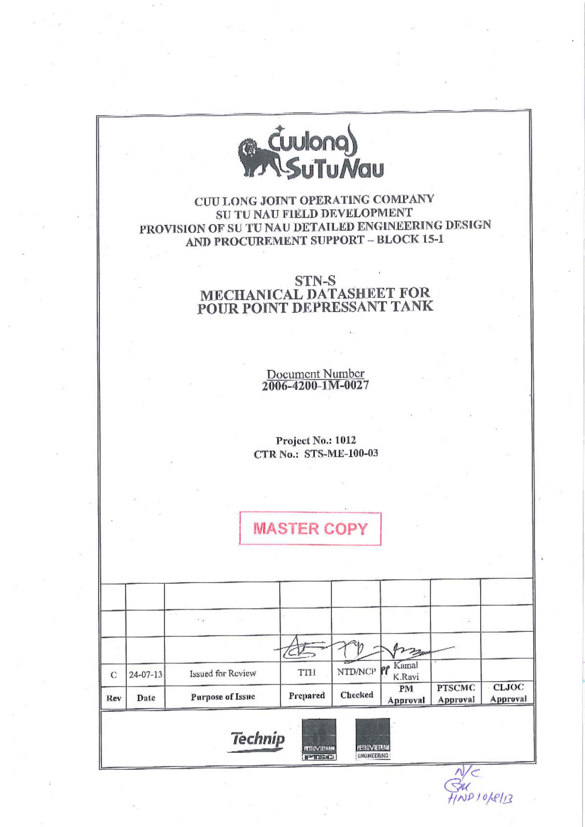 Cuulona) STN-S Mechanical Data Sheet for Pour Point Depressant Tank Rev ...