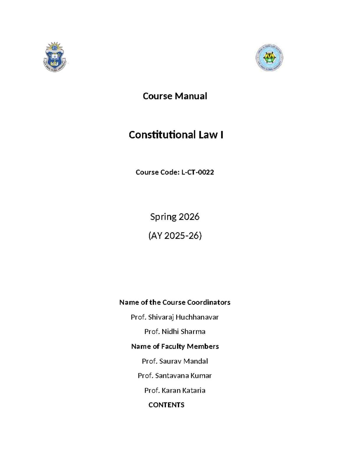 Constitutional Law I Course Manual - Spring 2026 (LLB Final) - Studocu
