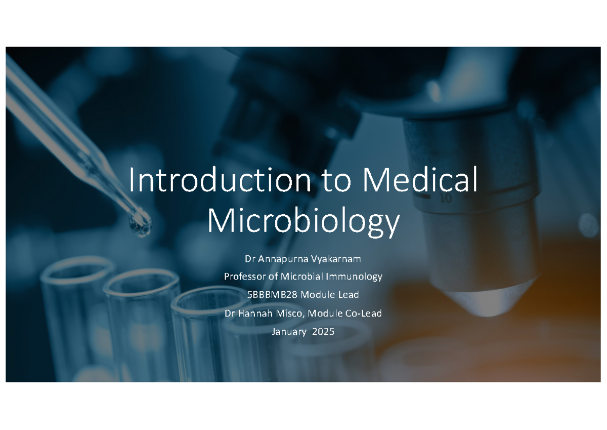5BBBMB28 Lecture 1: Introduction to Medical Microbiology 2025 Final ...