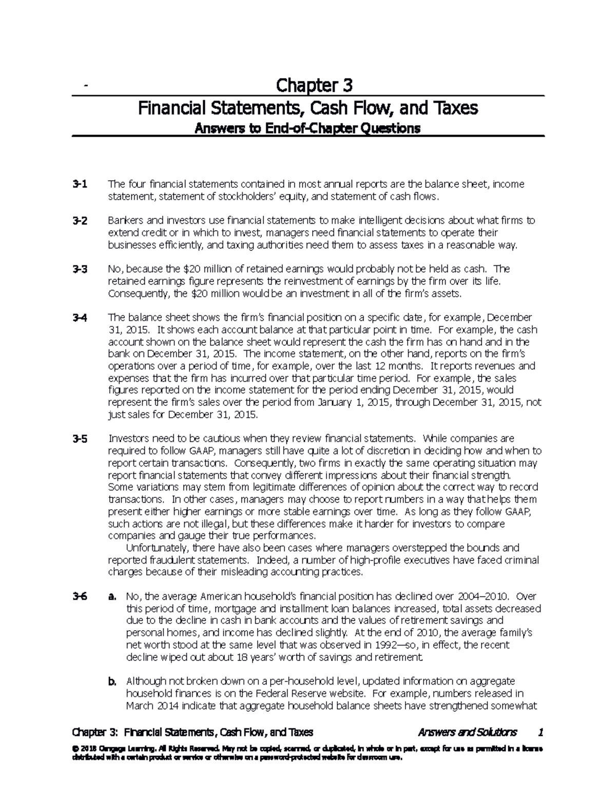 Ch 03 Financial Statements and Cash Flow Answers & Solutions - Studocu