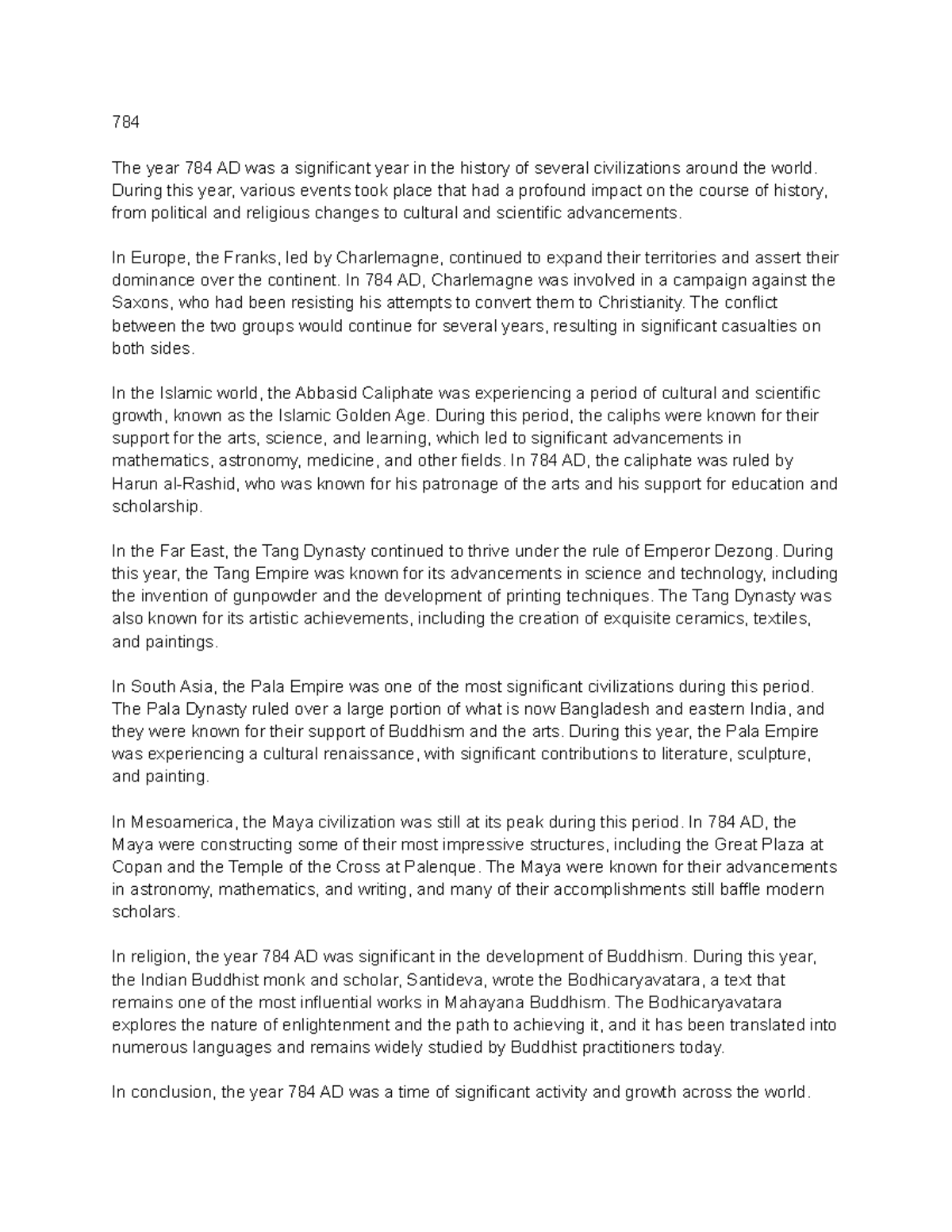 703 (69) - Facts - 784 The year 784 AD was a significant year in the ...