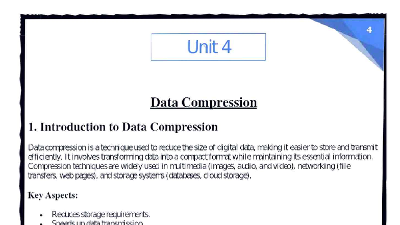 HTCS 501: Data Compression Techniques and Applications - Studocu