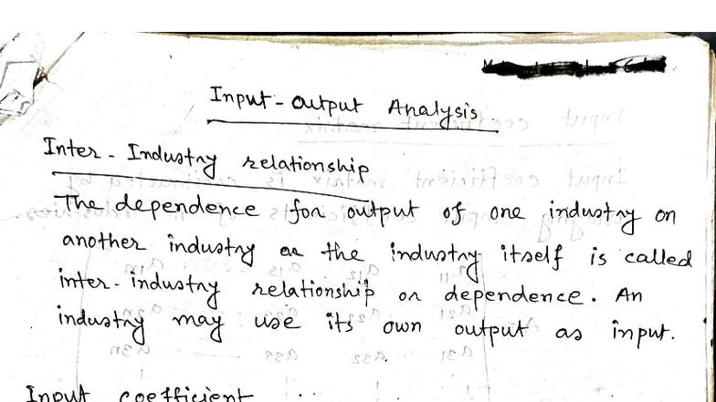Economics (Input-Output Analysis) - Inter-Industry Relationships - Studocu