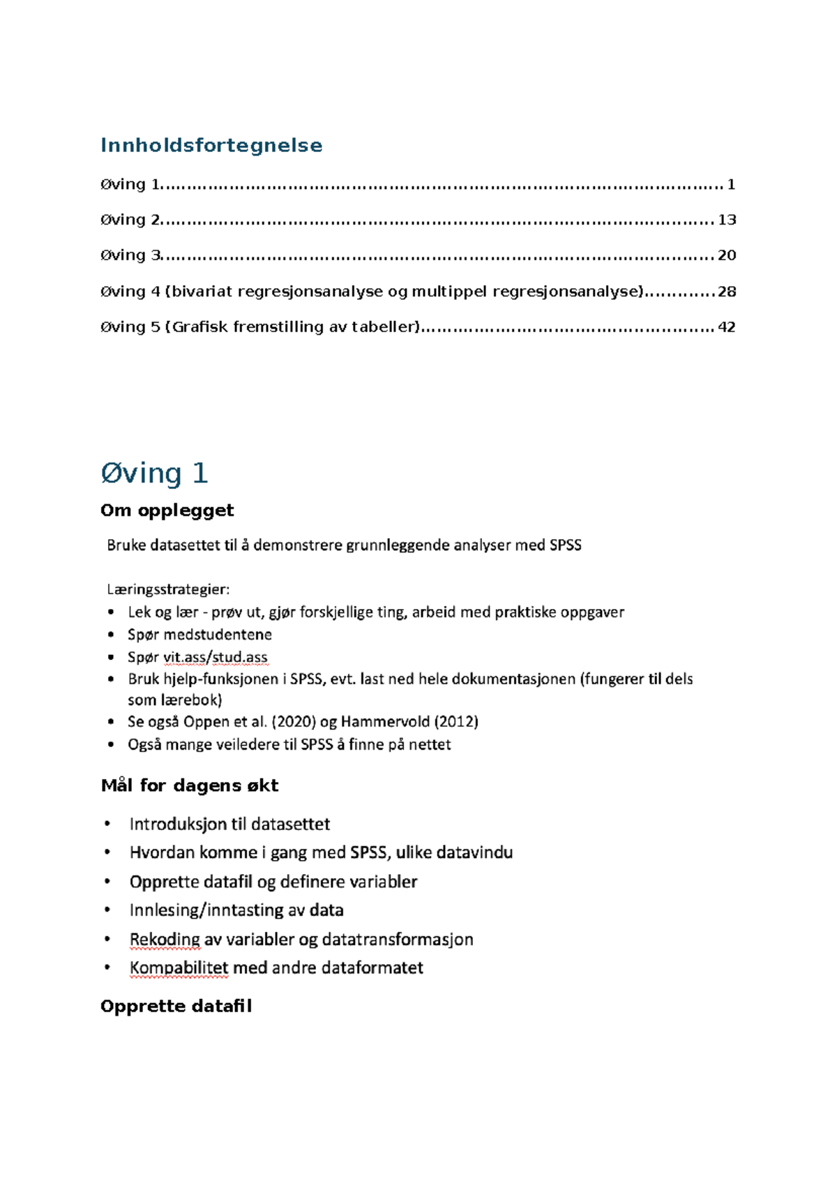 SPSS Øvinger: Bivariat Regresjon og Deskriptiv Statistikk Guide - Studocu