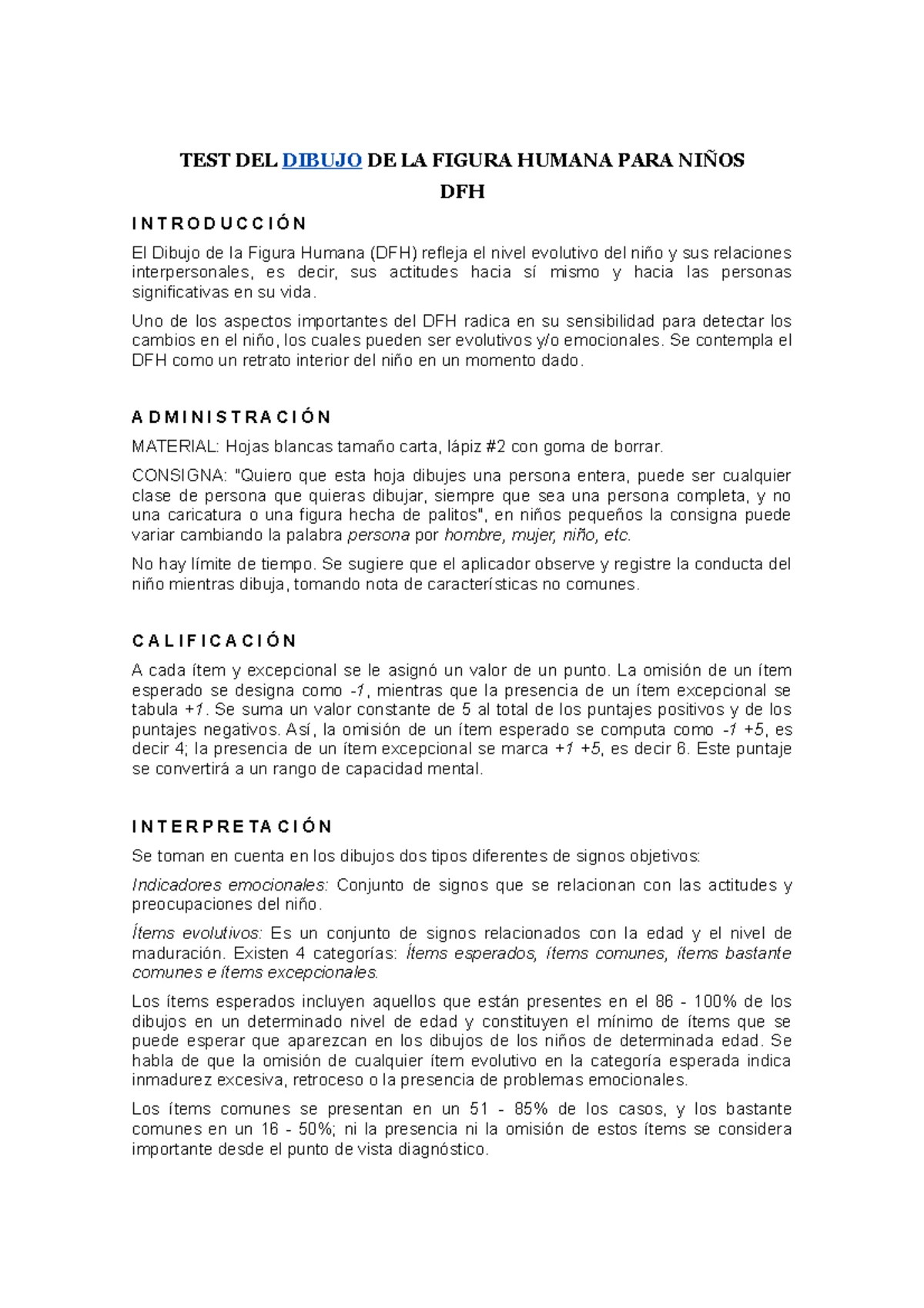 Ejemplo de Protocolo Dibujo de la Figura Humana-Koppitz ...