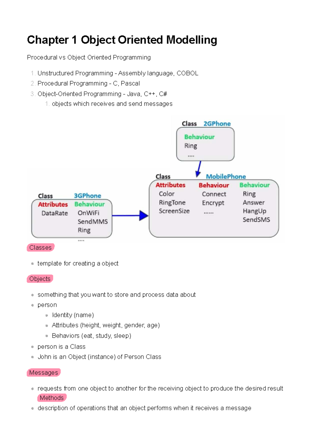 Chapter 1: Object Oriented Modelling - OOP vs Procedural Programming - Studocu