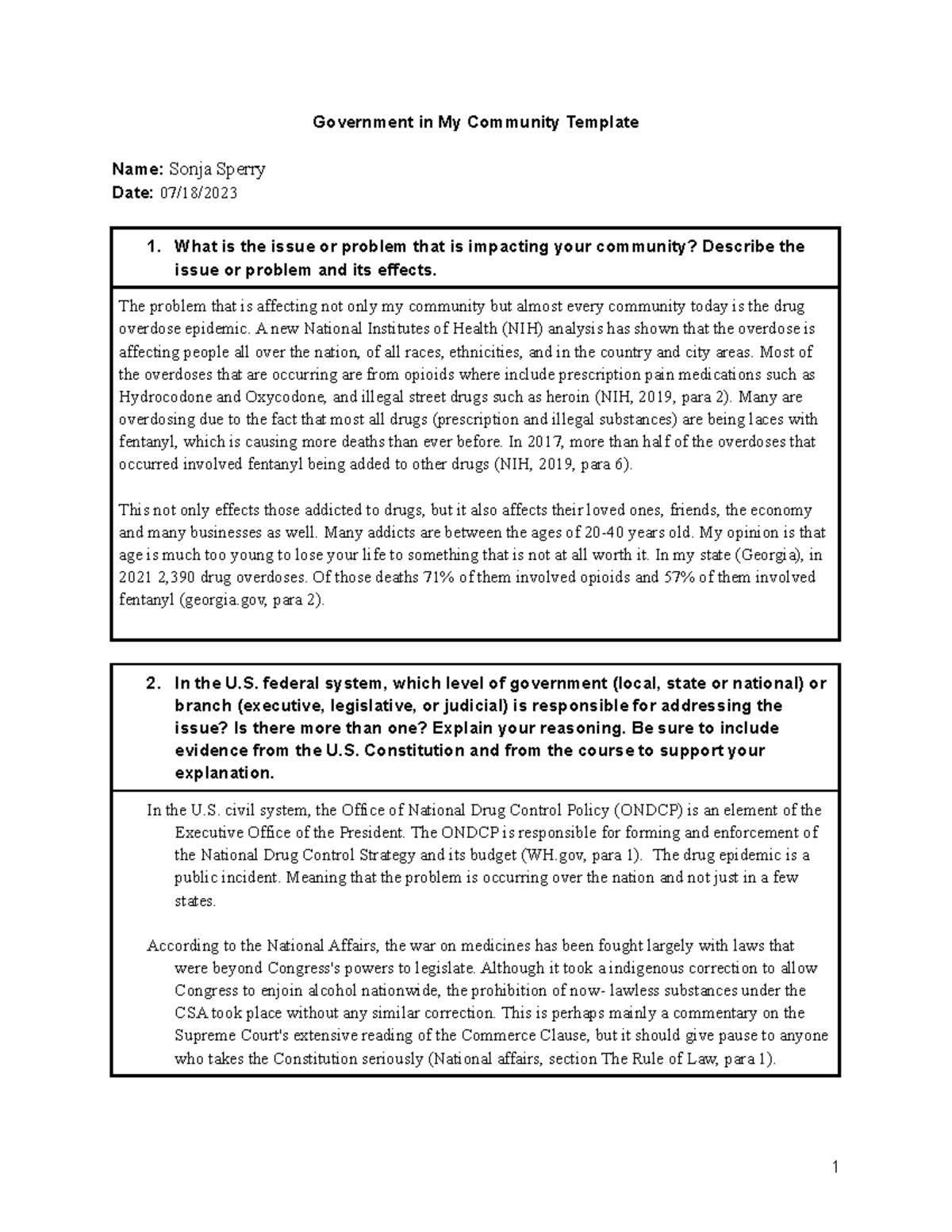 Government Challenges: Tackling the Drug Overdose Epidemic in My Community - Studocu