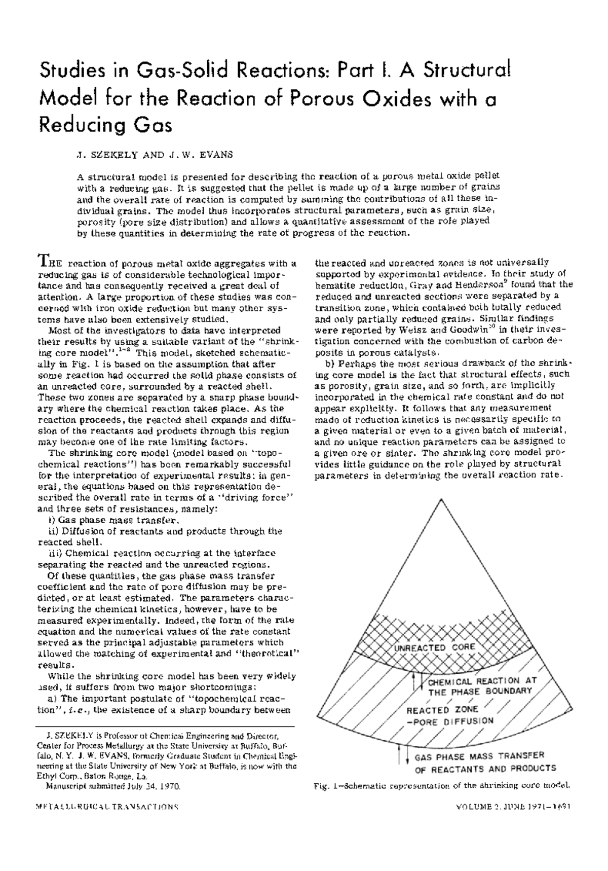 Gas-Solid Reactions: Structural Model for Porous Oxides with Reducing ...