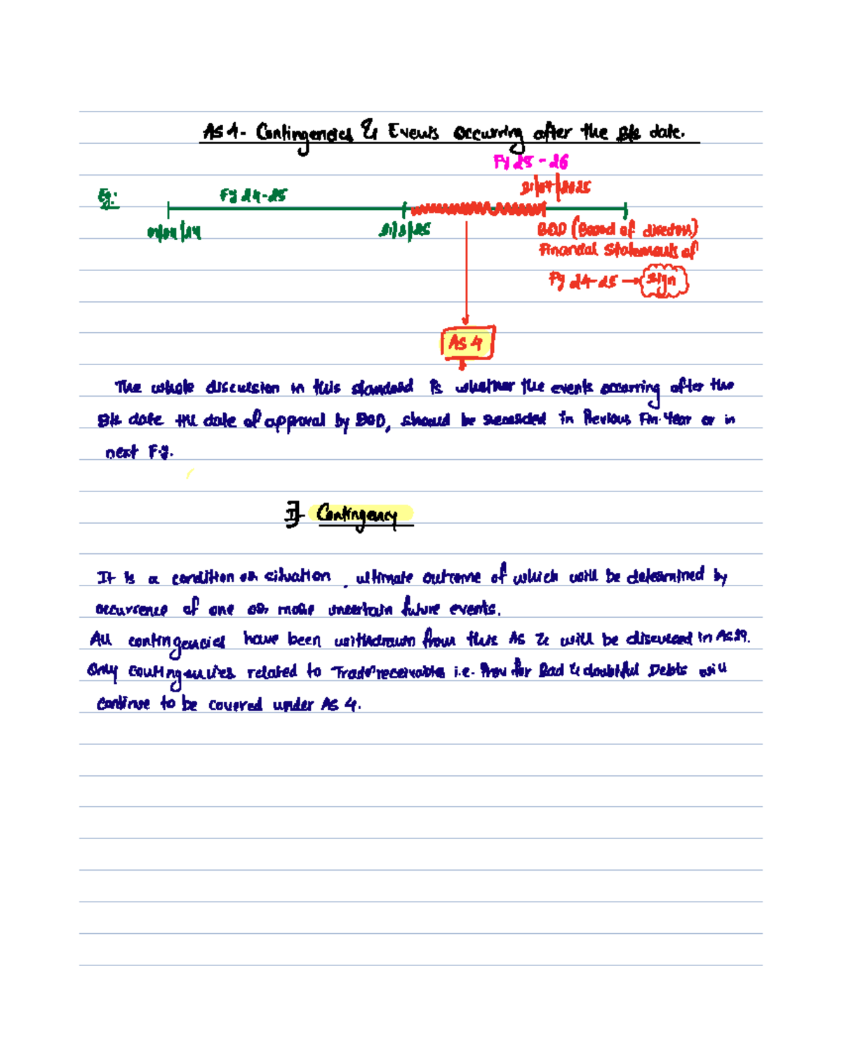 AS 4 - Contingencies and Events After BOD Approval Notes - Studocu