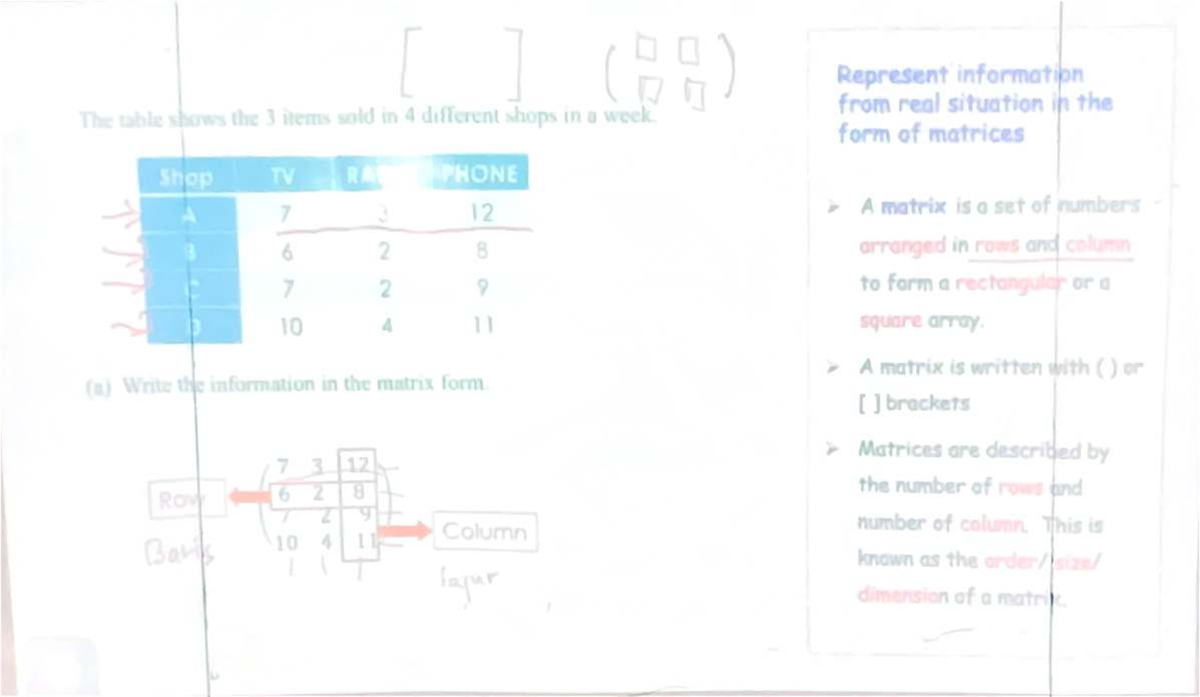 Mod Math Matrix Notes: Representing Real Situations with Matrices - Studocu