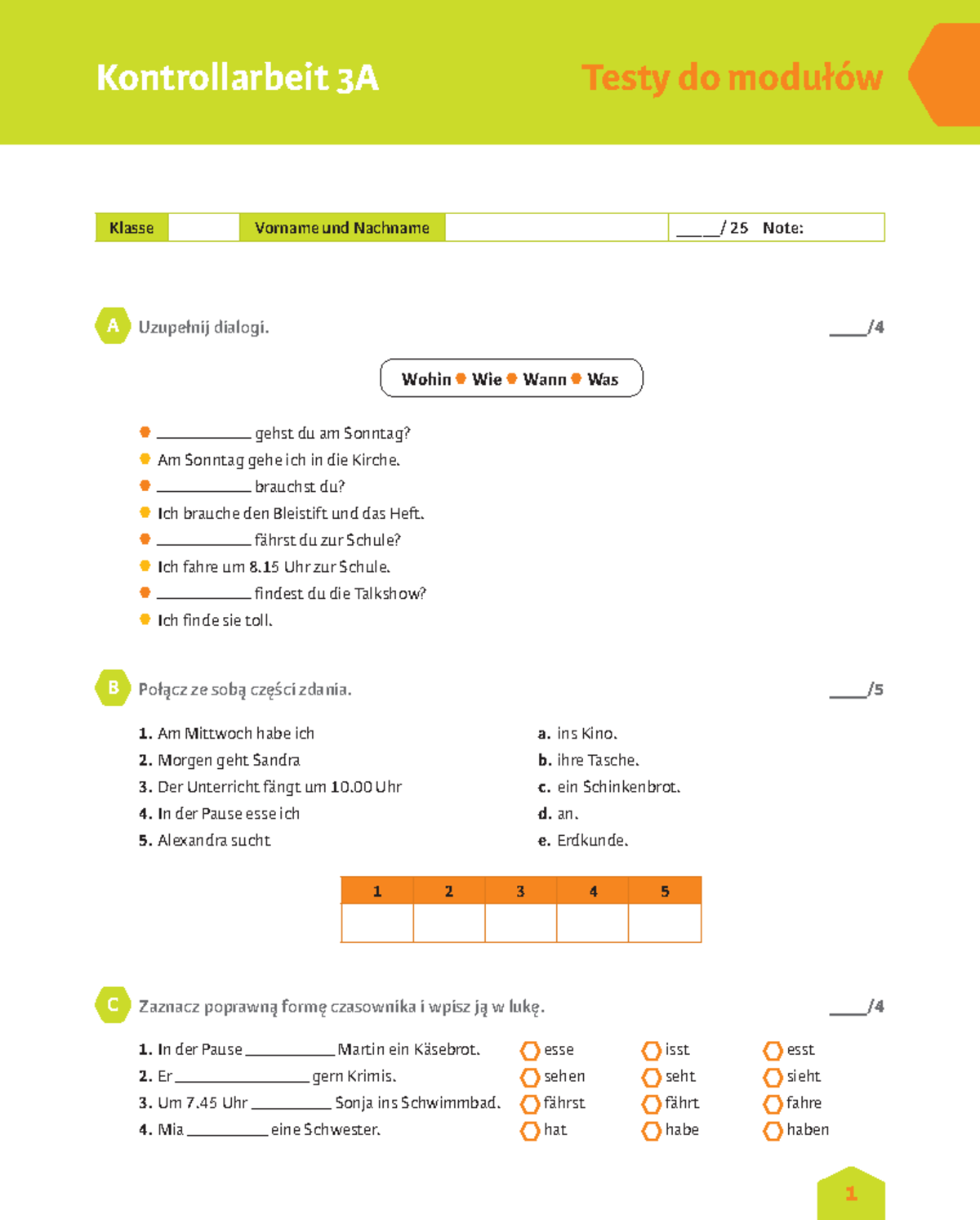 Kontrollarbeit 3A/4B Testy do modułów Wir Smart 2 - Studocu