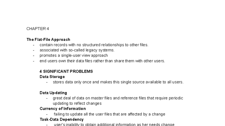 Infotech Midterm Exam: Chapter 4 - The Database Approach - Studocu