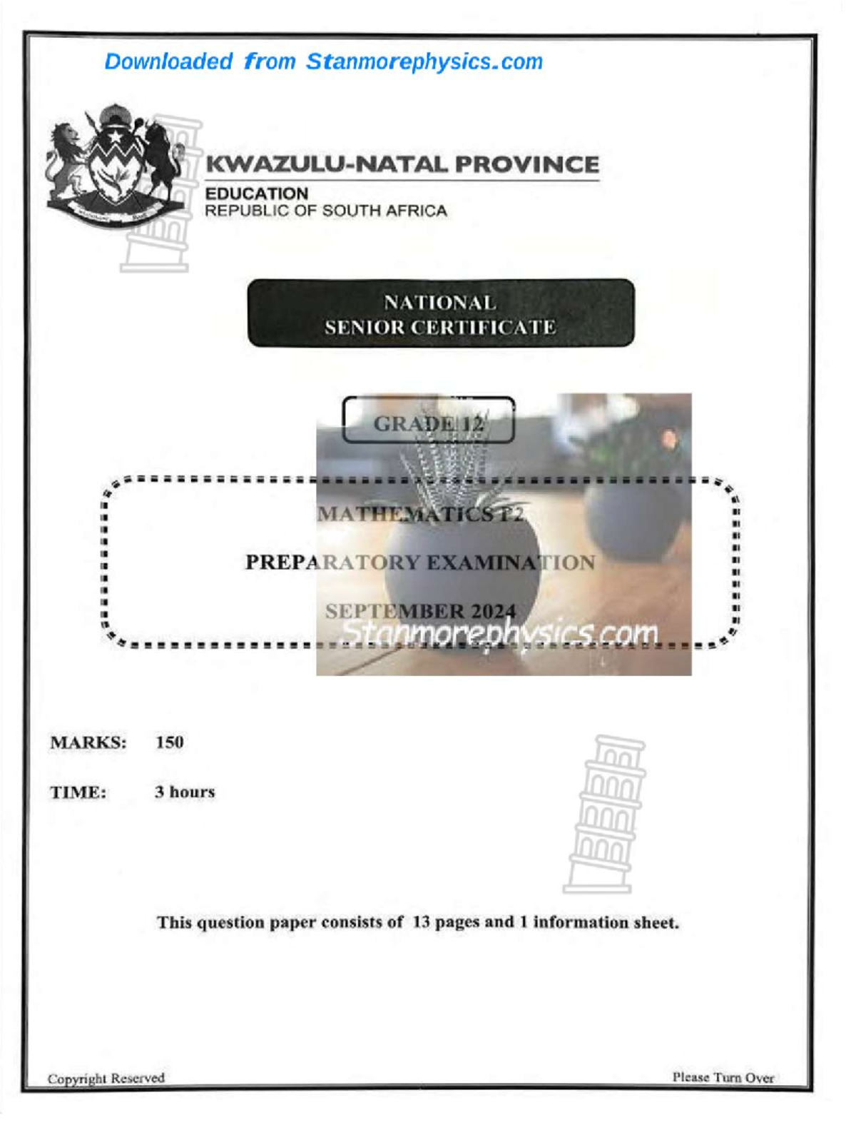 KZN Grade 12 Maths NSC September 2024 P2 Exam and Memo - Studocu