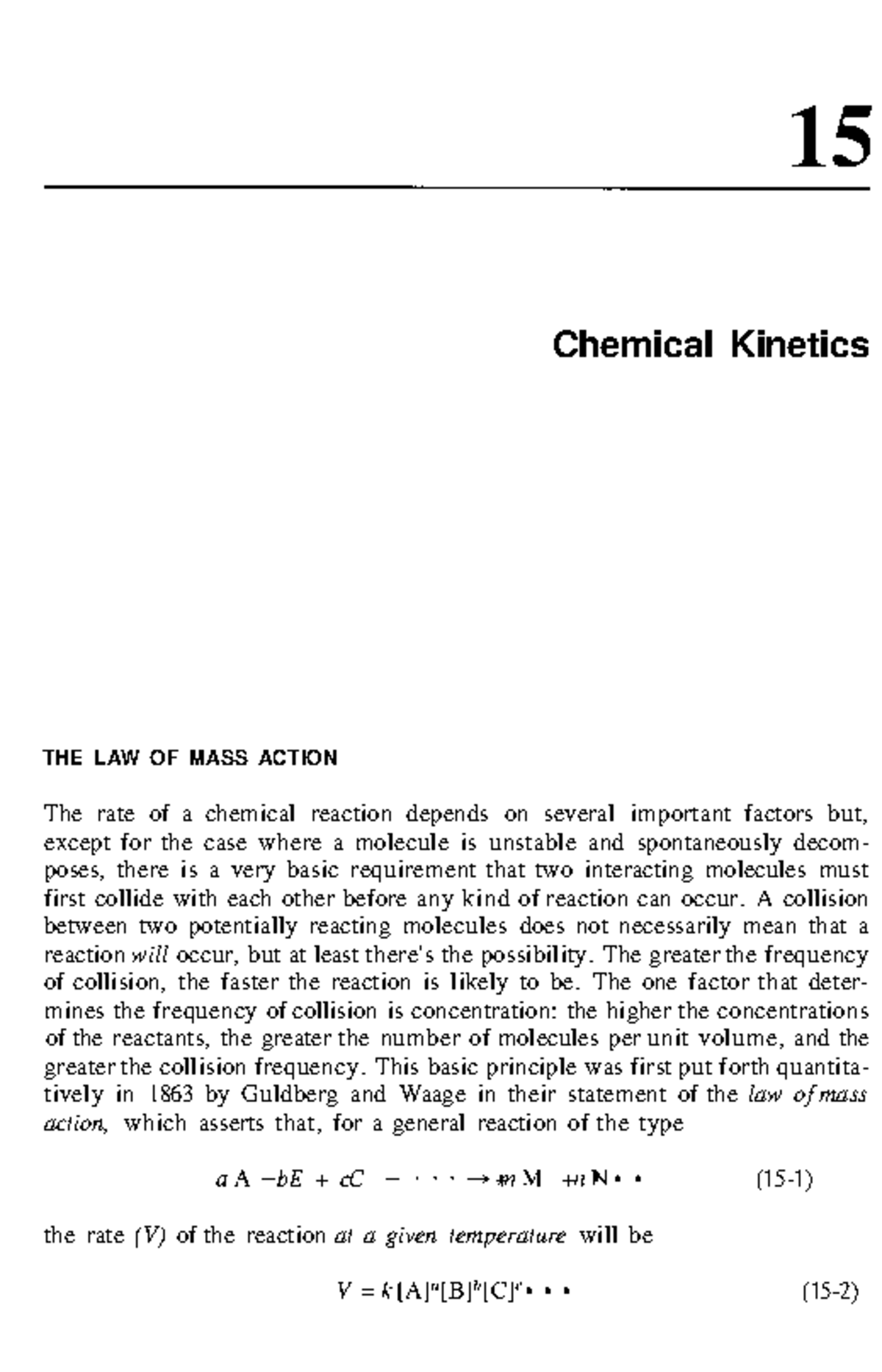 Chemical Kinetics: The Law of Mass Action and Reaction Rates (CHEM 15 ...