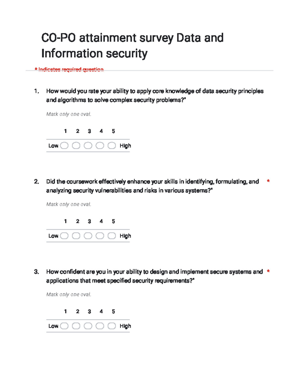 CO-PO Attainment Survey: Data & Info Security Insights - Studocu