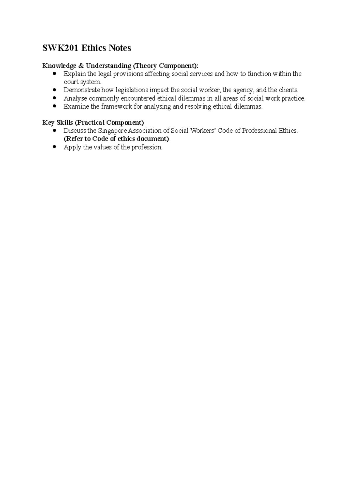 SWK201 Final Exam Notes on Ethics in Social Work Practice - Studocu