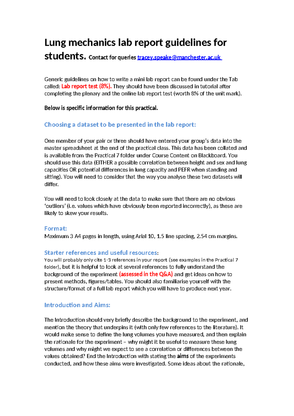 Lung Mechanics Lab Report Guidelines (2024) - Studocu