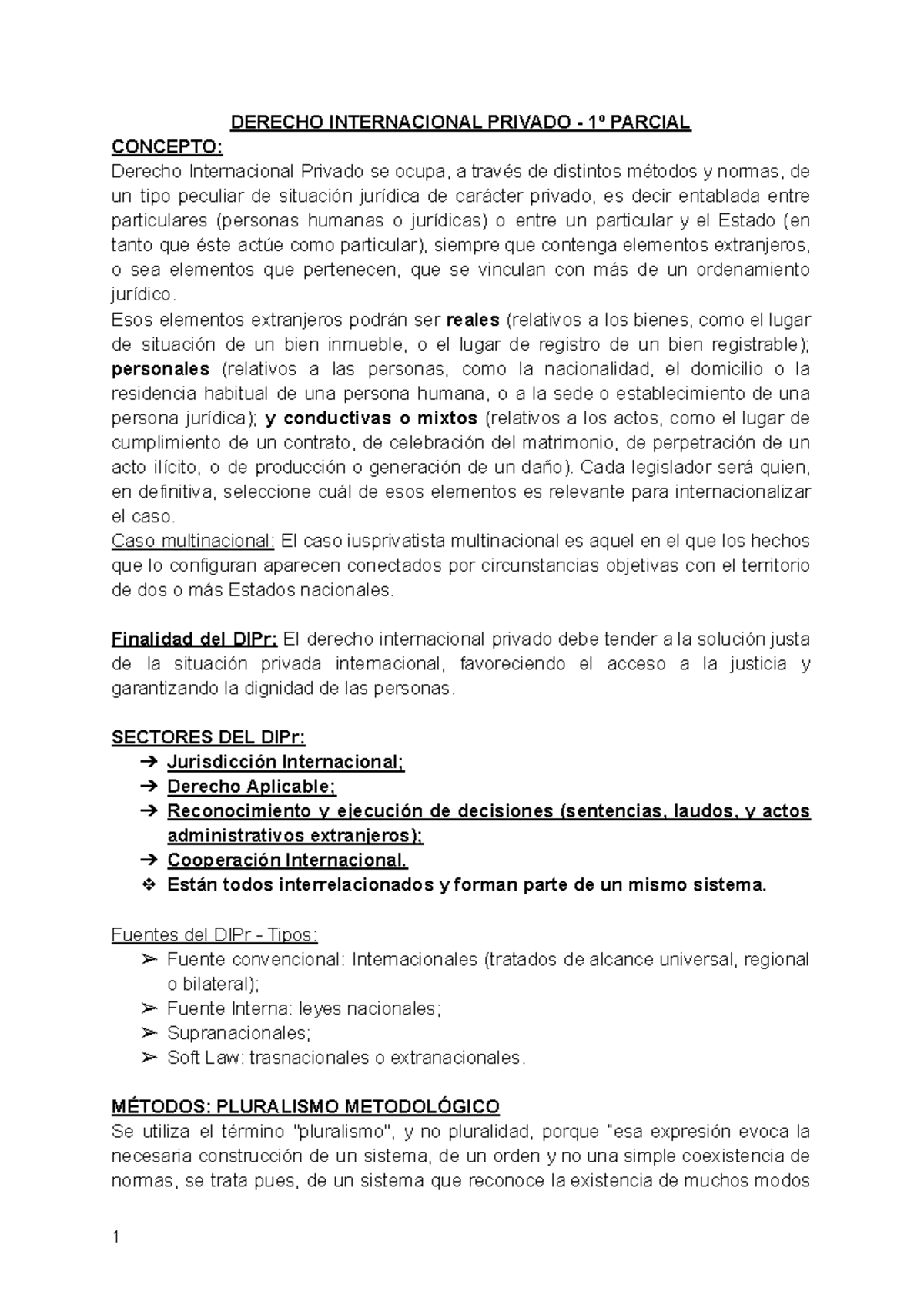DIPr 1º Parcial: Resumen de Derecho Internacional Privado - Studocu