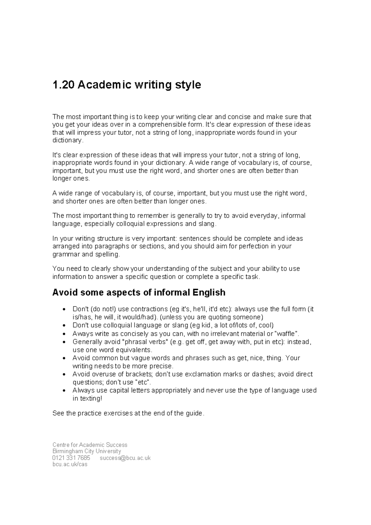 Academic Writing Exercise: Guidelines and Practice (BCU) - Studocu