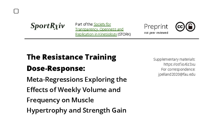STORK 250701: Resistance Training Dose-Response on Muscle Gains - Studocu