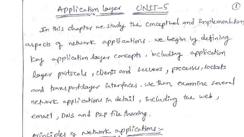 Application Layer Concepts and Protocols - Unit 5 Overview - Studocu