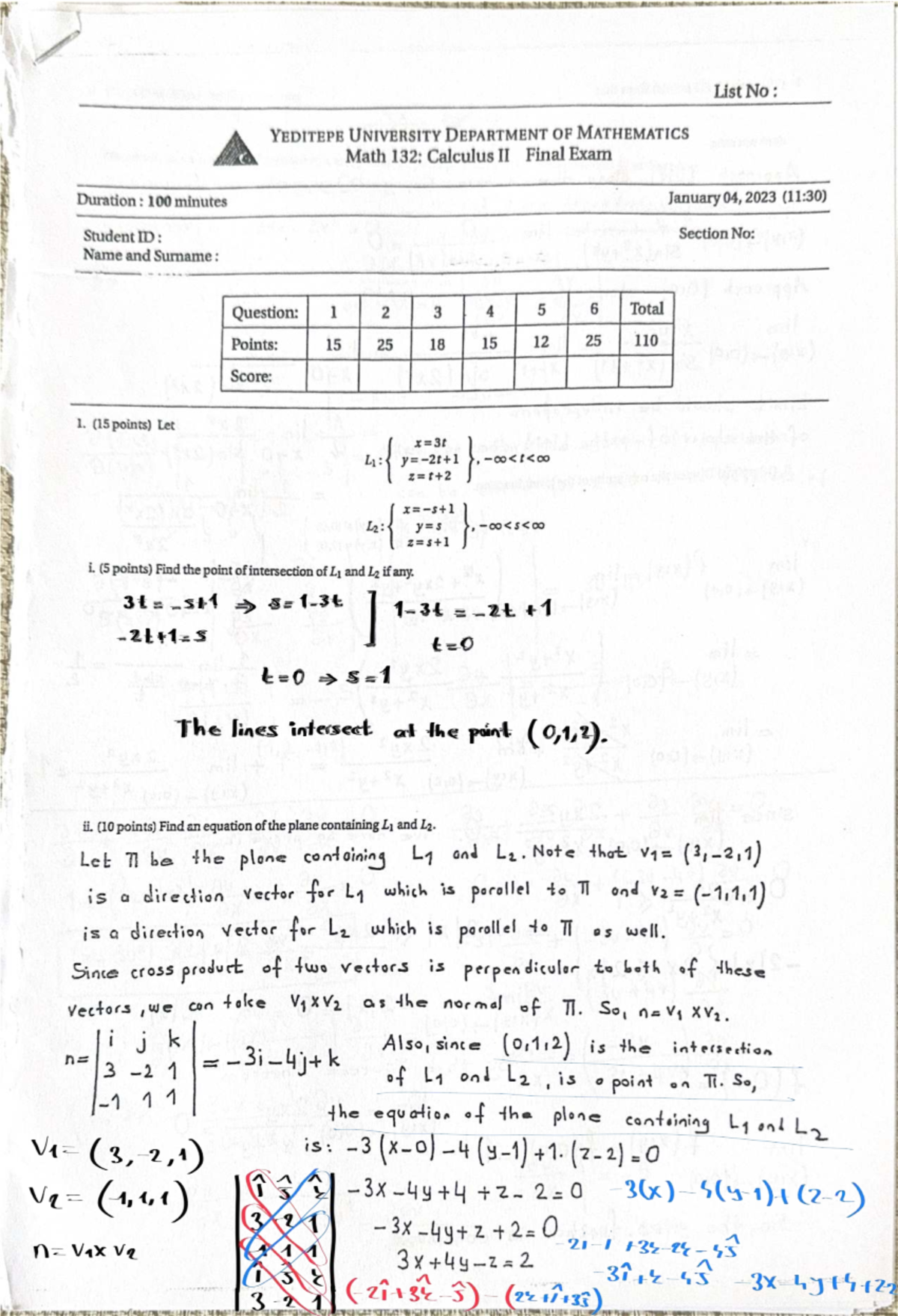 Math 132: Calculus II Final Exam Questions Compilation - Studocu