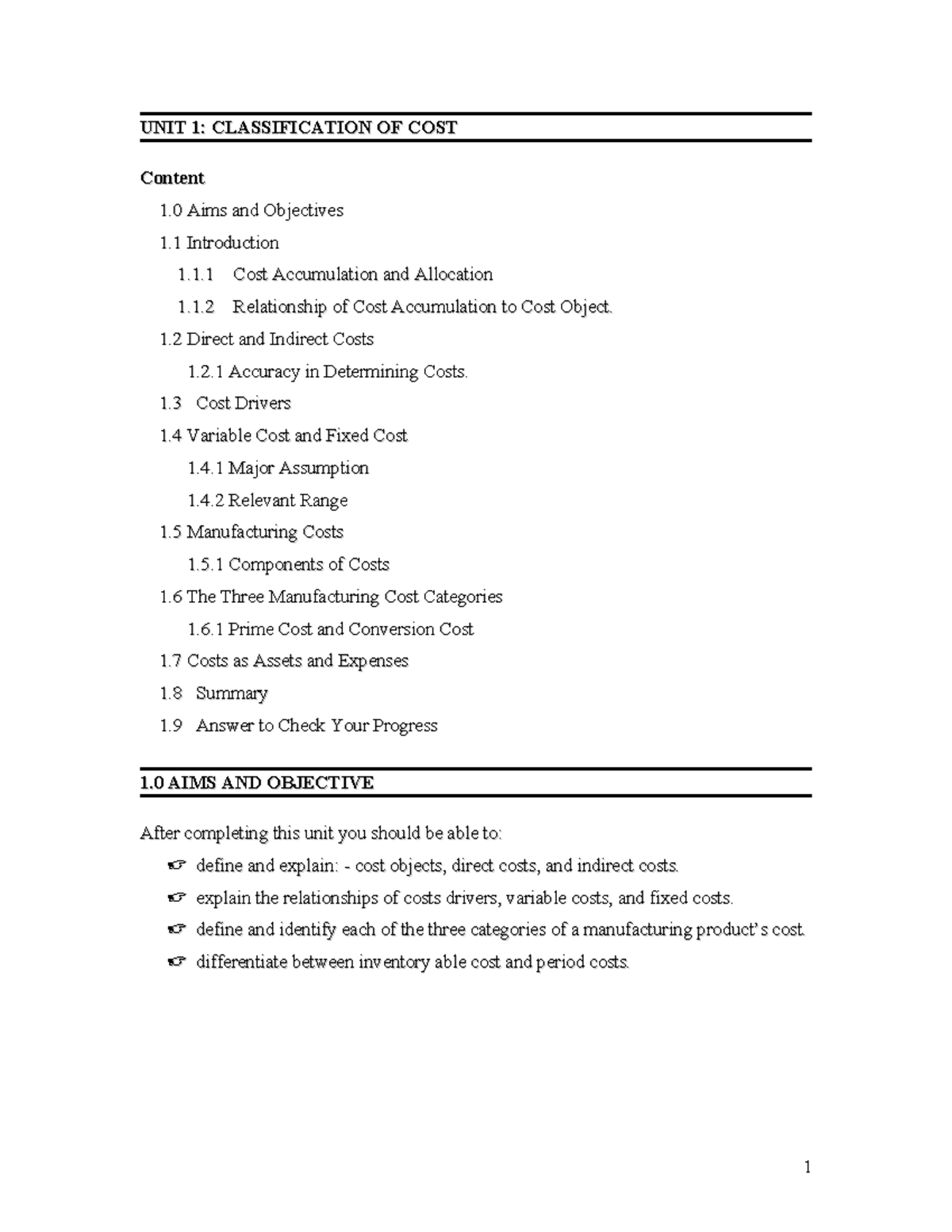 Unit 1 C - Cost - UNIT 1: CLASSIFICATION OF COSTUNIT 1: CLASSIFICATION ...