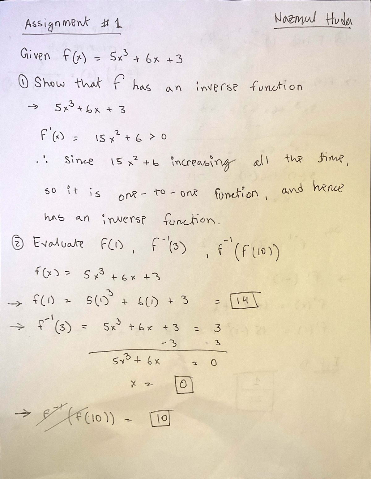 Math 152 Assignment 1: Inverse Function Analysis and Evaluation - Studocu