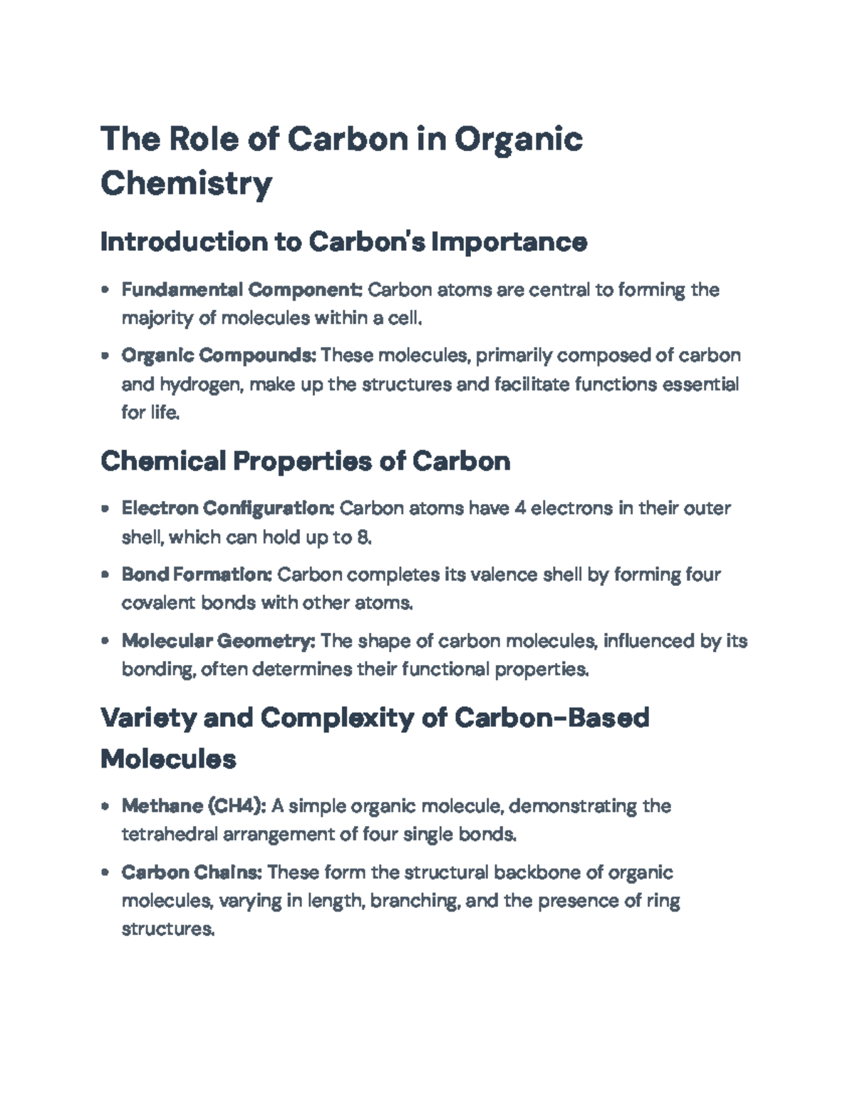 Understanding the Role of Carbon in Organic Chemistry - The Role of ...