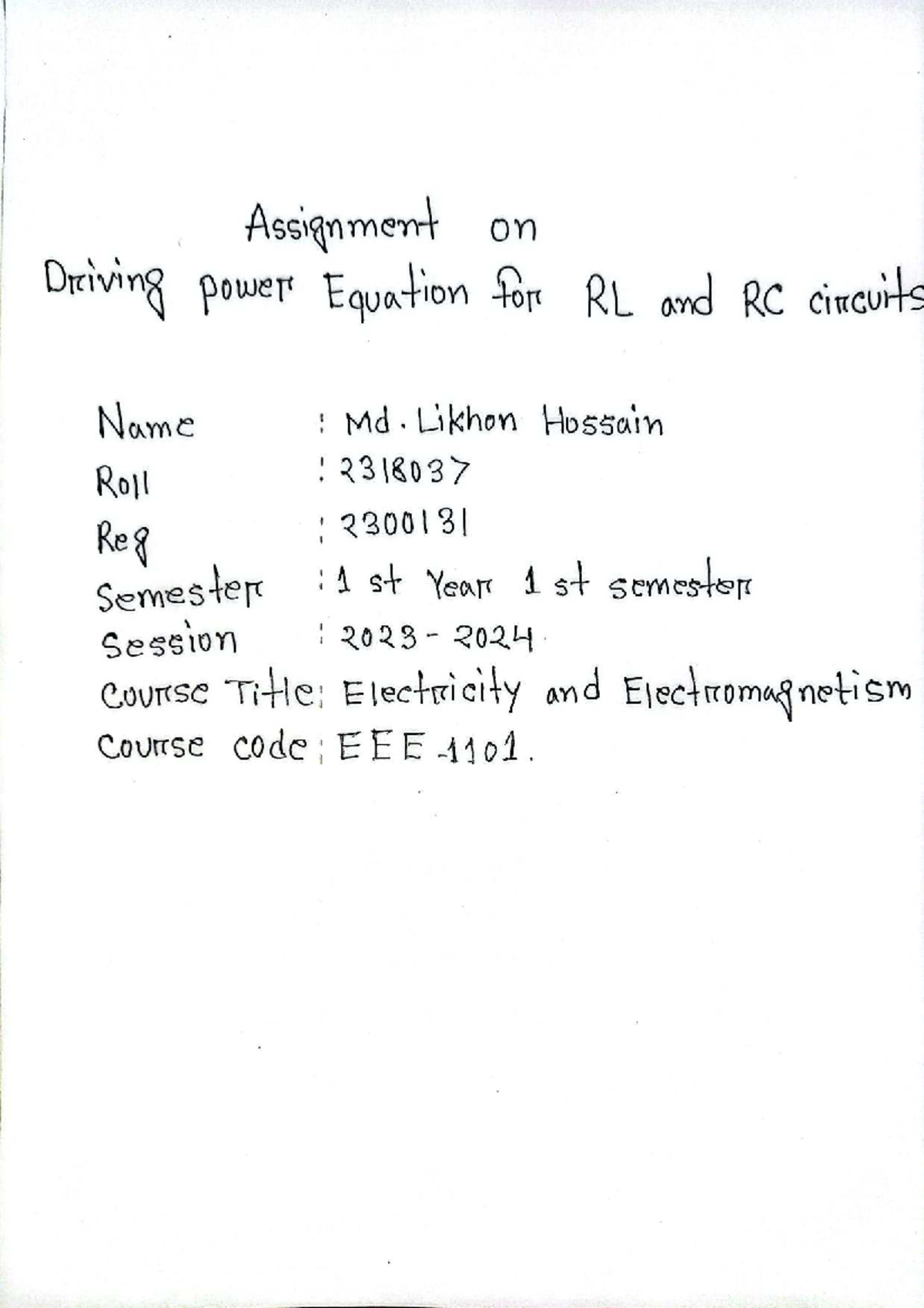 Driving Power Equations for RL & RC Circuits - Electricity ...