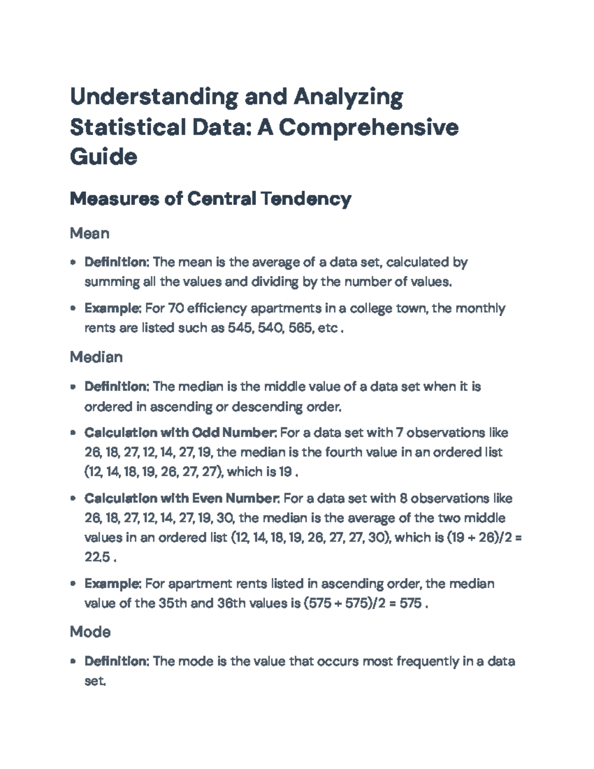 Statistical Analysis: Understanding Measures of Central Tendency ...