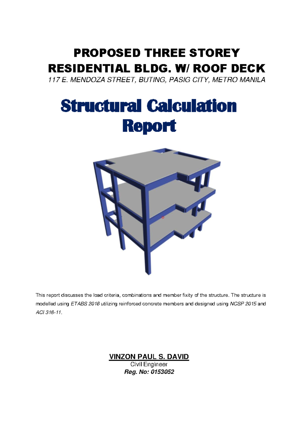 Structural Analysis Report for 3-Storey Residential Bldg. (C0300X0400C03) - Studocu