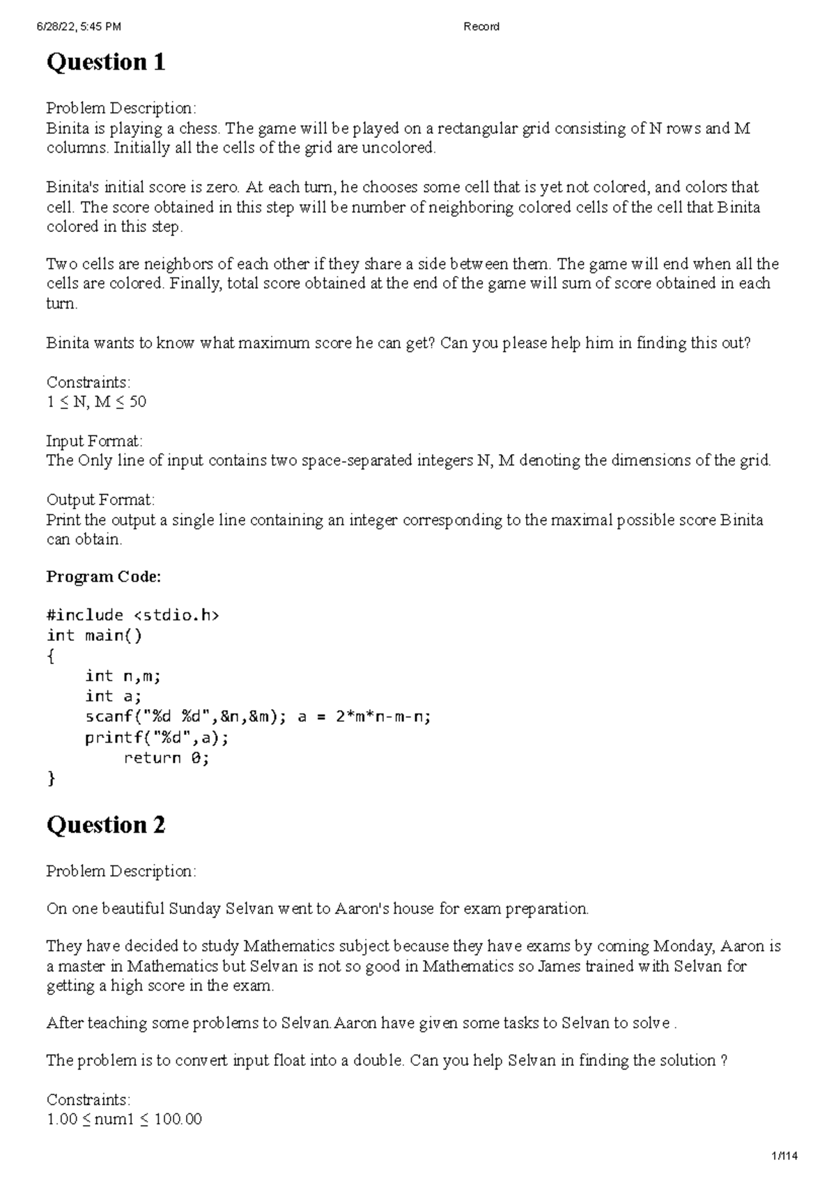 New Title: Final Exam Solutions for CS101: Problem Solving in Programming - Studocu