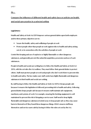 Unit 7 - Principles of safe practice in health and social care - Unit 7 ...