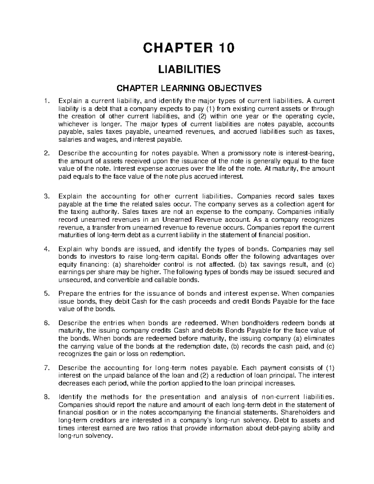CH10 - Liabilities Practice Questions and Answers - Studeersnel